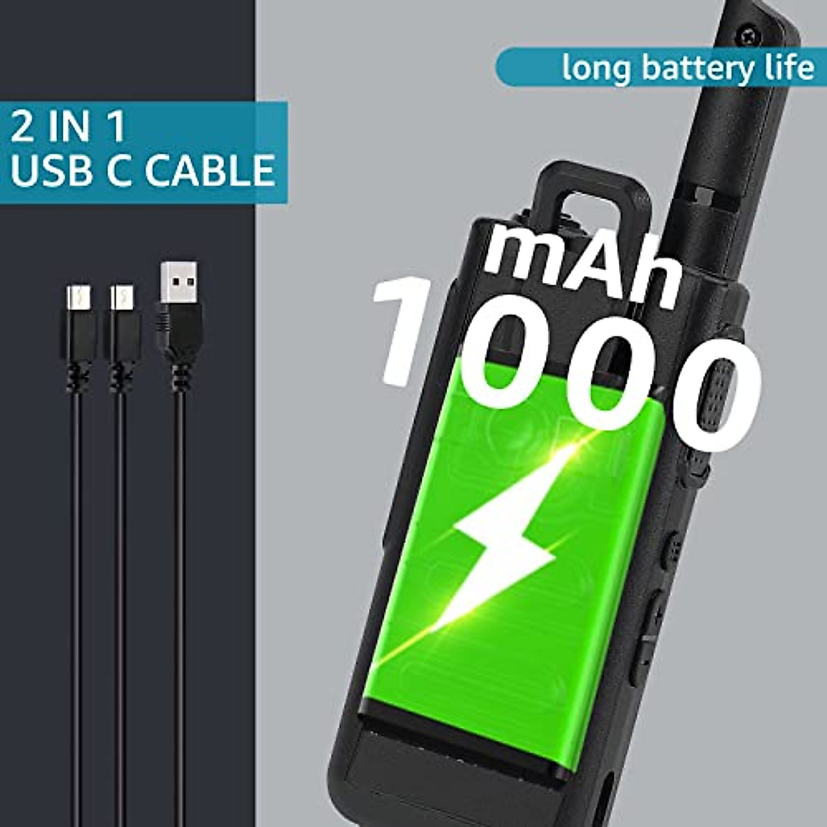 Retevis RB39 Walkie-Talkies,USB-C Rechargeable Two-Way Radios,Call Tone,Rugged,VOX Hands Free Portable 2 Way Radios for Healthcare Utility School Government(10 Pack)