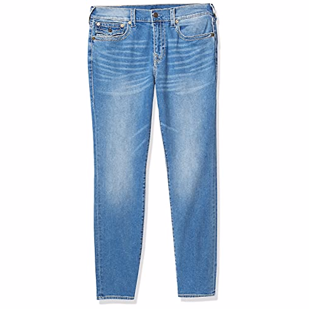 True Religion Men's Rocco Big T Skinny Fit Jean with Back Flap Pockets, Medium Beach Trail, 36W X 34L