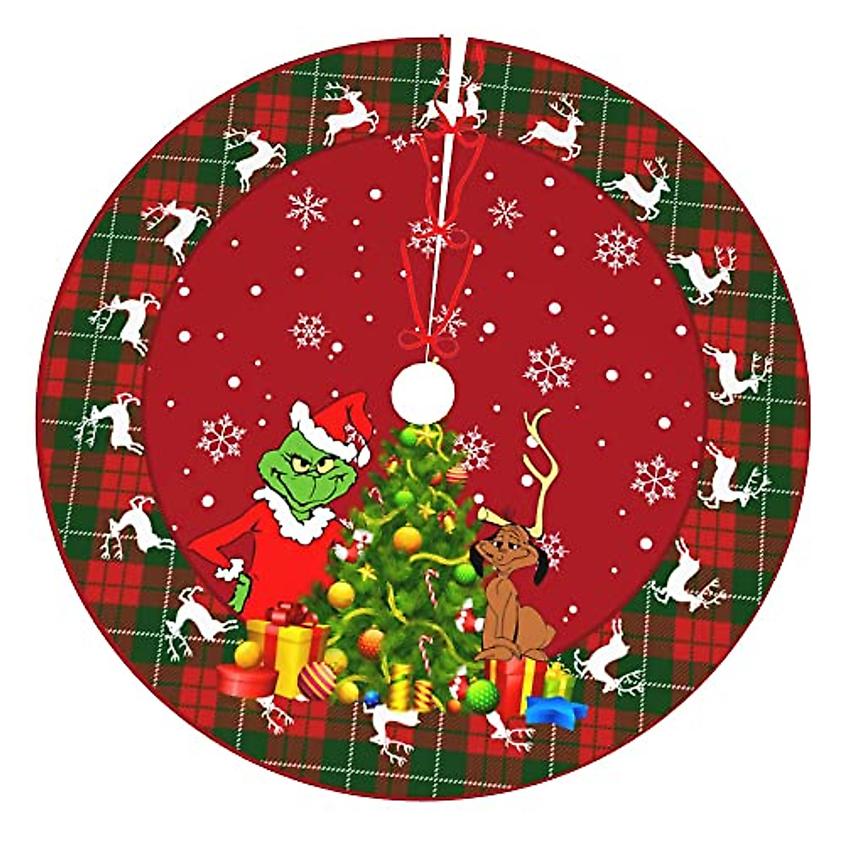 Christmas Tree Skirt 36 Inches Xmas Red Green Plaid Tree Skirt Christmas Tree Decoration New Year Holiday Party Decor