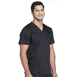 Cherokee V- Neck Men's Scrubs Top with Pockets WW670, L, Black