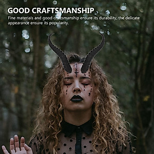 Beaupretty Goth Accessories Sheep Costume Horns Artificial Horns Halloween Sheep Antlers DIY Horns Plastic Cosplay Party Supplies for Women Men Black Halloween Headband Womens Headbands