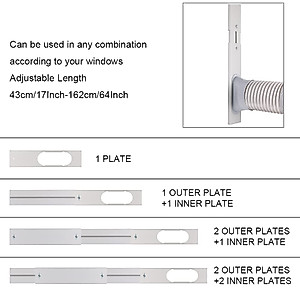 Kxuhivc Portable Air Conditioner Window Vent Kit, Adjustable Window Seal with 5.9 Inch Diameter, 59 Inch Length Exhaust Hose for A/C Unit Universal for Sliding Horizontal or Vertical Window