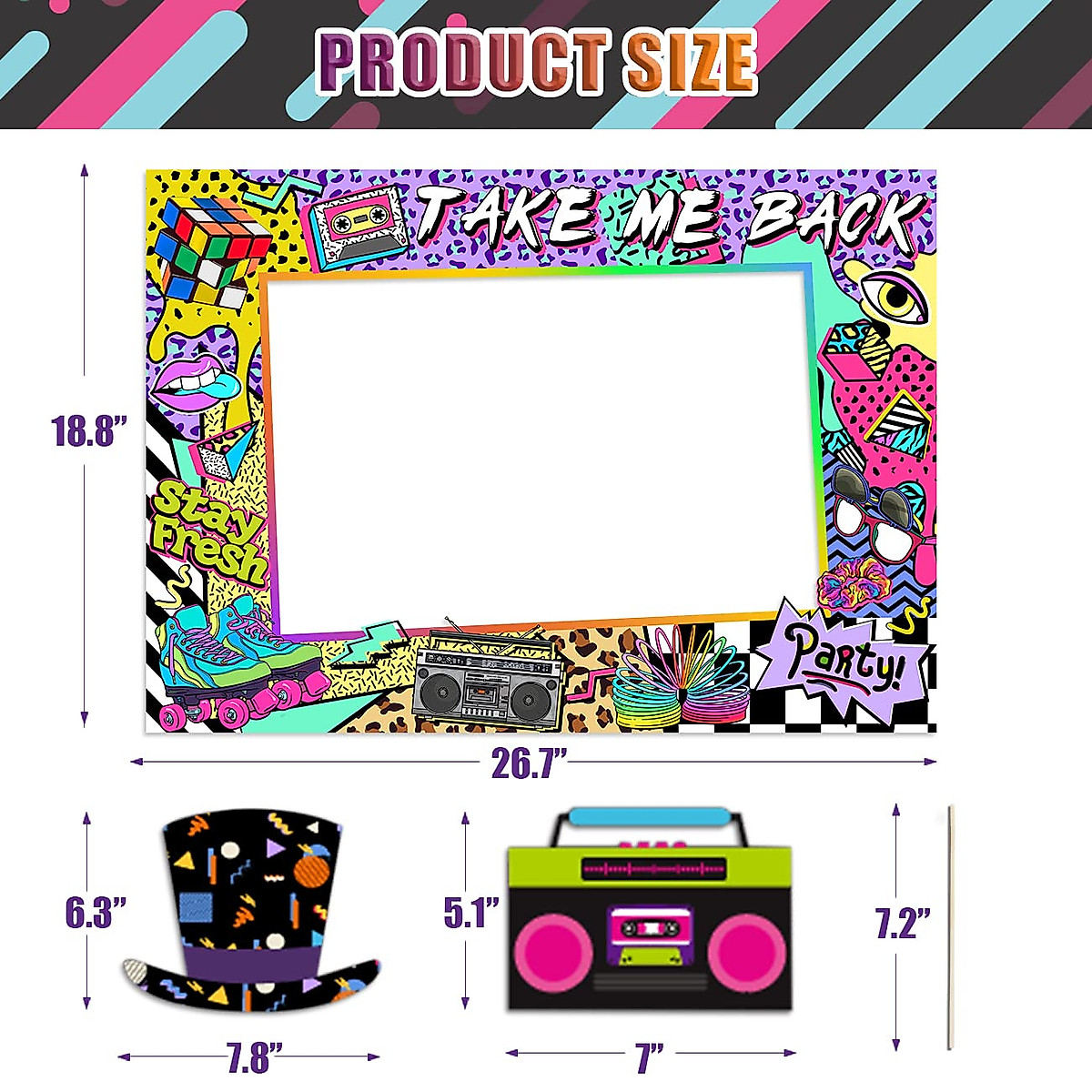 80s 90s Themed Party Decorations for Adults, 1990s Throwback Party Photo Booth Props, 80s 90s Birthday Party Picture Booth Frame and Props