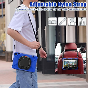 Tablet Case Cover Shockproof Rugged TPU Case Compatible with Kindle Fire HD 8 Tablet and Fire HD 8 Plus Tablet (12th Generation, 2022 Release), Shoulder Strap with Rotating Handle