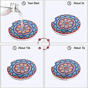 Car Coasters for Drinks Absorbent, 10 Pack 2.56in Car Coasters Absorbent Ceramic with A Finger Notch for Easy Removal, Car Cup Holder Coaster for Car, Cute Car Accessories for Women,Men