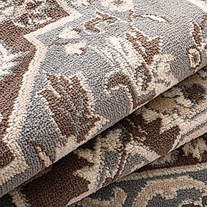 Superior Indoor Area Rug, Plush Carpet Cover, Traditional Oriental Medallion, Perfect for Hallway, Entryway, Living Room, Dining, Bedroom, Office, Kitchen, Glendale Collection, 3' x 5', Grey