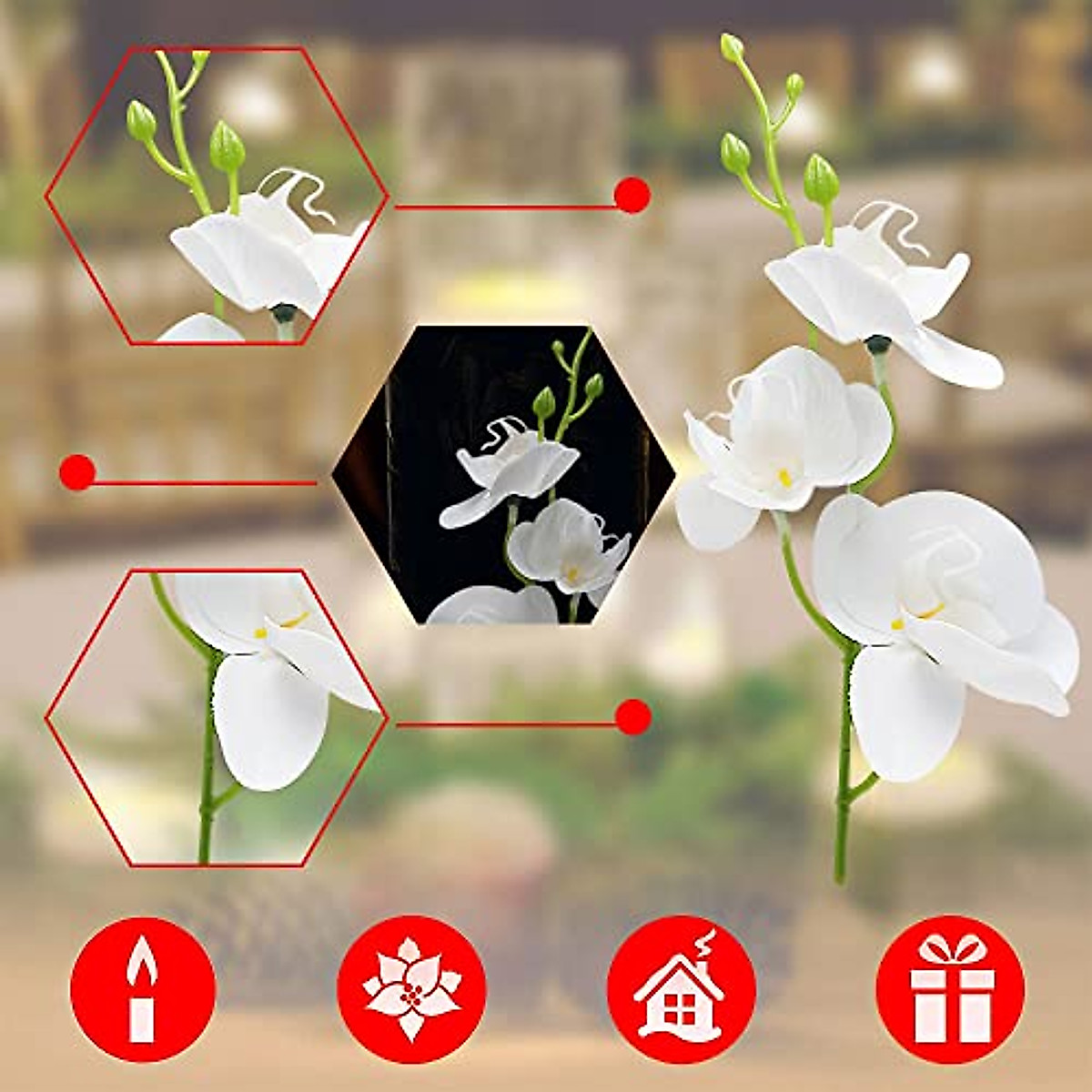 LARDUX 12 Pieces Artificial Flowers for Floating Candles Wedding Centerpiece Mini Orchid Flower Filler Vase Fillers for Wedding Dinning Table Party Home Bar Restaurant Decoration-Cream