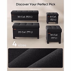SONGMICS Folding Storage Ottoman Bench for Living Room and Bedroom, 15 x 30 x 15.7 Inches, Black ULSF016B01