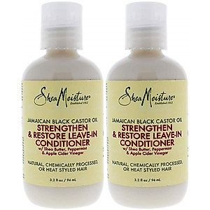 Shea Moisture Jamaican Black Castor Oil Strengthen & Restore Leave-in Conditioner Pack Of 2, 3.2 Oz