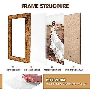 TWING 8x10 Picture Frames Set of 6, Rustic Photo Frames Collage for Wall Decor Mounting or Table Display,Home Decorative Wall Gallery Picture Photo Frame Wood Brown,Walnut
