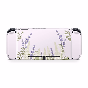 Tacky Design Lavender Skin Compatible with Nintendo Switch Skin Wrap Cover, Lupine Skin for Nintendo Switch Stickers, Premium Vinyl 3M Full Wrap Decal