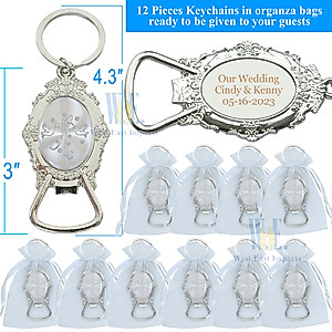 12 PCS Personalized Bottle Opener Wedding Favor Guest Gifts Keychains Bulk Recuerdos Para boda llaveros