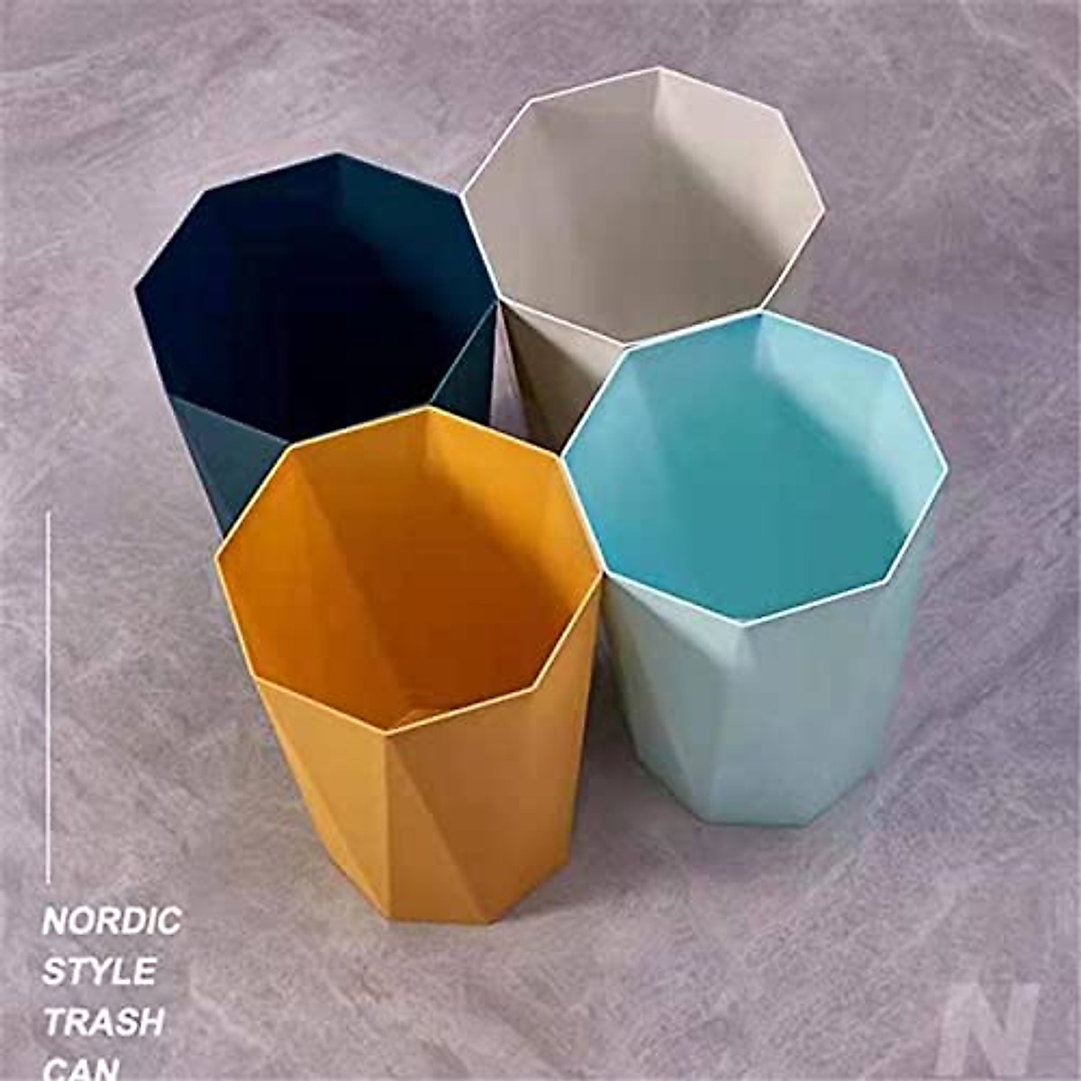 Diamond Shape Trash can Without Cover, Plastic Material is Strong and Durable, Simple Geometric Office Wastebasket, Suitable for Families, bathrooms, Kitchens, Dressers, bedrooms, White