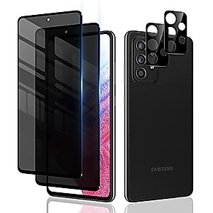 [2+2 Pack] Privacy Screen Protector for Samsung Galaxy A53 5G 2022 and Camera Lens Protector, Anti-Spy, Bubble Free, Easy Installation [Not Fit for Fingerprint Recognition] (Not for Galaxy A52)