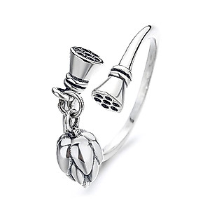 NewZenro Vintage Lotus Flowers Adjustable Open Rings for Women Dainty Lotus Root Sterling Silver Statement Engagement Promise Thin Band Rings Fashion Expandable Knuckle Finger Rings for Wife Daughter