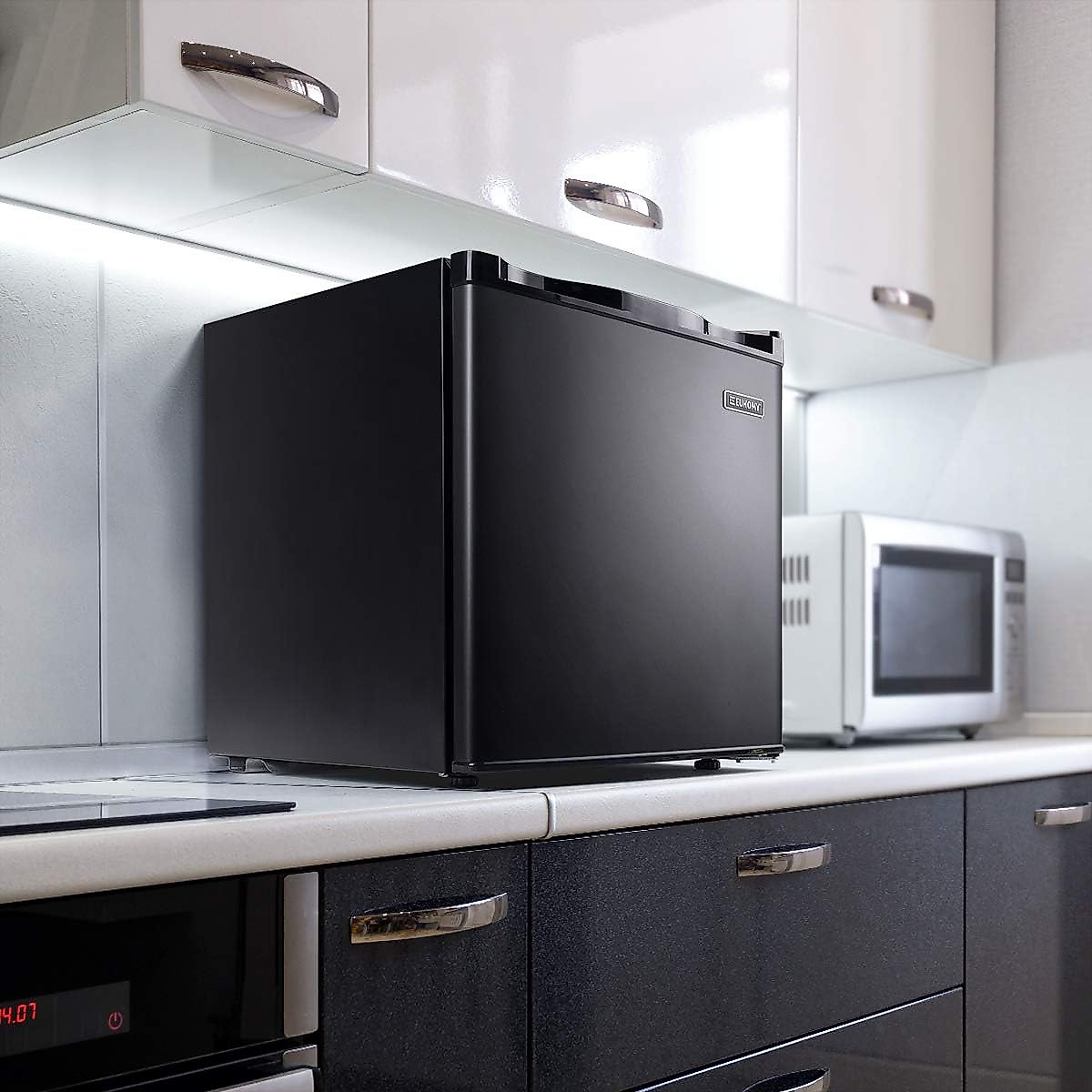 E EUHOMY 1.1 Cu.Ft Mini Freezer, Single Door Upright Freezer with Removable Shelf, Reversible Door, Compact Deep Freezer, for Home/Kitchen/Garage-Black 7 model Settings