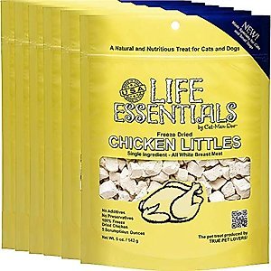 LIFE ESSENTIALS BY CAT-MAN-DOO Freeze Dried Chicken Little's for Dogs & Cats -5 oz (6) Pack
