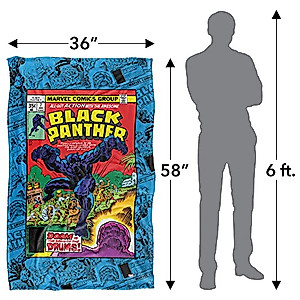 Black Panther Blanket, 36"x58" Black Panther No.7 Comic Cover Silky Touch Super Soft Throw Blanket