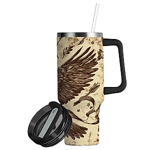Flradish 40oz Tumbler with Handle, Alcon Stainless Steel Tumbler with Lid and Straws Double Wall Vacuum Insulated Leakproof Coffee Travel Mug