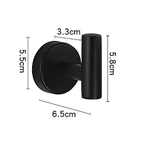 Towel Hooks，Bathroom Hook SUS 304 Stainless Steel Heavy Duty Wall Hooks for Bathroom,Robe Hook Hanging Hooks Wall Mounted, Black Matte Towel Hooks (2 Pack)
