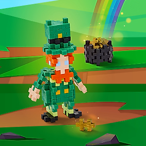 PLUS PLUS 3D Puzzle Building Block Set, 70 Mini Interlocking Pieces, Fun Holiday Activities for Kids - Leprechaun Mini Maker Tube