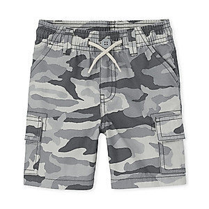 The Children's Place Baby and Toddler Boys Camo Pull On Cargo Shorts, FIN Gray, 18-24 Months