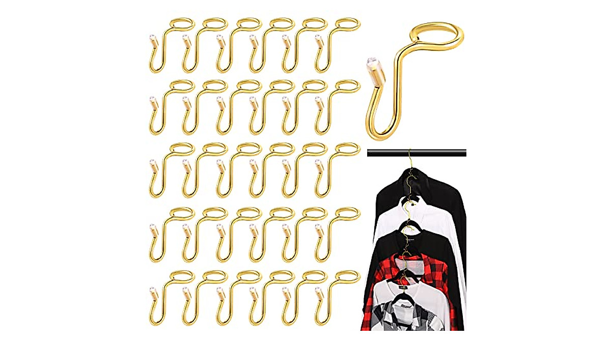 50 Gold Clothes Hanger Connectors for Space Saving & Organization