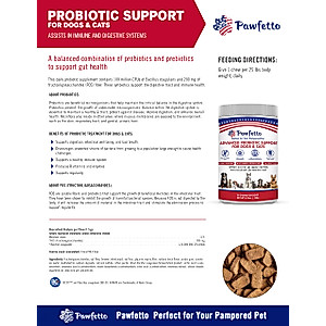 Pawfetto Advanced Probiotic Support for Dogs & Cats. Combination of Prebiotics & Probiotics Easily Digestible, Great Duck Flavour That Your Pets Will Love. Perfect for Your Pampered Pet (90 Chews)