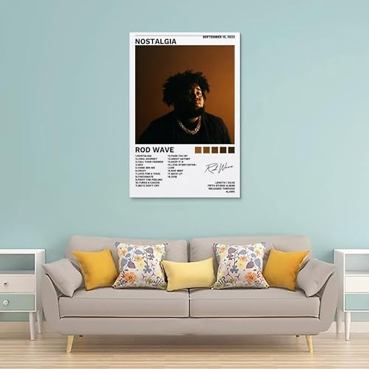 JINUS Rod Wave Poster Nostalgia Cover Album Decorative Painting Canvas Wall Posters And Art Picture Print Modern Family Bedroom Decor Posters for Room Aesthetic 08x12inch(20x30cm)