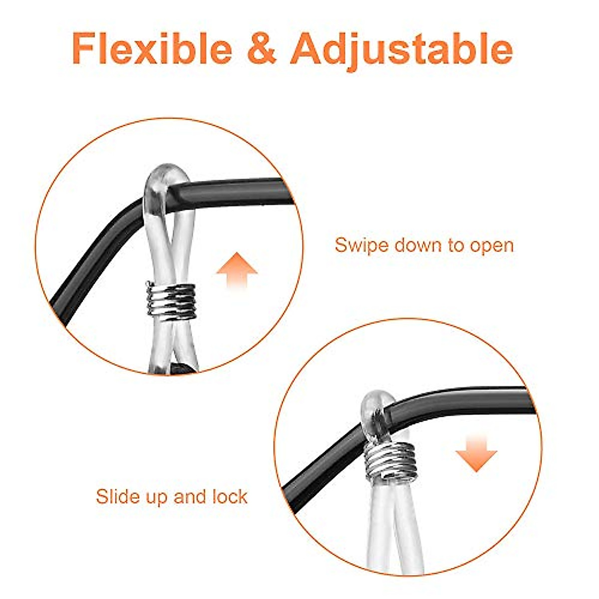 SCWJTF 4PCS Premium Nylon Eyeglass Straps, Adjustable Eyewear Retainers, Anti-slip Eyeglass Chains Lanyard, Sport Sunglass Retainer Holder Strap for Men and Women's, with Free 3 Gifts