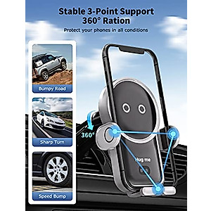 BENBOAR Car Wireless Charger Holder, [Hug me] Astronaut Car Phone Holder Mount, 15W Charging Smart Sensor Auto-Clamping Phone Mount for Car Air Vent for iPhone Samsung Google LG etc Smartphone, Silver