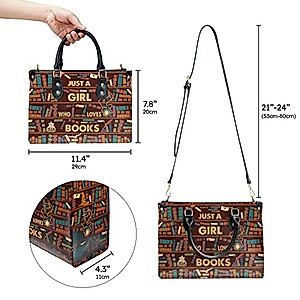 64HYDRO Book Lovers Purses for Women, Shoulder Bag, Handbags for Women, Reading Book, Librarian Gifts, Valentines Day Gifts for Her, Gifts for Sisters, Daughter, Mom, Friends - Travel Work Leather Bag