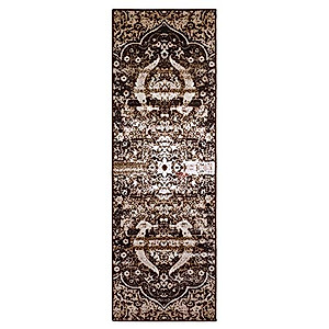 BNM Indoor Runner Rug, Modern Home Decor for Living Space, Kitchen/ Dining Room, Bedroom, Office Floor, Entryway, Non-Slip Machine Washable Rugs, Oswell Collection, 2' 7" x 8', Chocolate