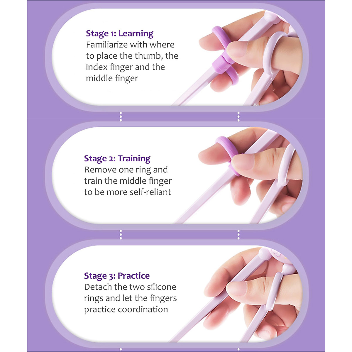 Many Rainbows Kuromi Right-Handed Tranining Chopsticks with Case, Purple