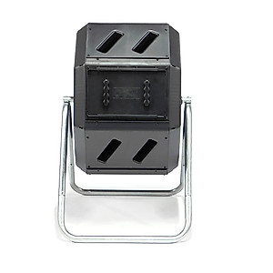 FCMP Outdoor IM2000 Tumbling Composter Canadian-Made, 100% Recycled Resin - Outdoor Rotating Compost Tumbler Bin for Garden, Kitchen, and Yard Waste, Black (22 Gallon)