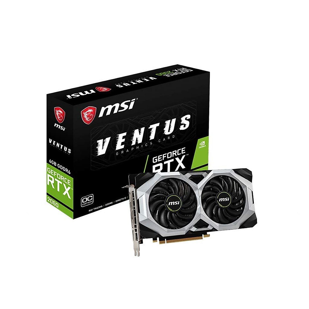 MSI Gaming GeForce RTX 2060 6GB GDRR6 192-bit HDMI/DP Ray Tracing Turing Architecture VR Ready Graphics Card (RTX 2060 Ventus 6G OC) (Renewed)
