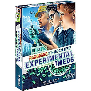 Z-Man Games Pandemic The Cure Experimental Meds Board Game EXPANSION | Family Board Game | Cooperative Board Game | Ages 8+ | 2 to 5 players | Average Playtime 30 minutes | Made by Z-Man Games