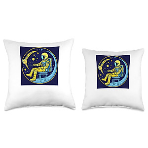 Creations and Wonders Beyond Earth and the Moon Lunar Astronaut’s Tranquil Moonlit Moment Throw Pillow, 18x18, Multicolor