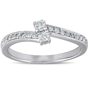 1/4 Ct Two Stone Diamond Engagement Forever Us Ring White Gold Anniversary Band - Size 9