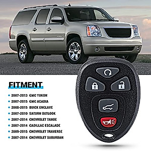 Car Keyless Entry Remote Control Car Key Fob Replacement Fits for Chevy Suburban Tahoe Traverse, Cadillac Escalade SRX,GMC Acadia Yukon, Buick Enclave, OUC60270, OUC60221 (5 Button 2pcs)