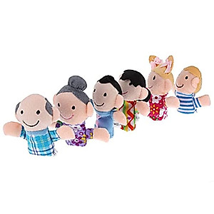 6 Piece Mini Grandparents, Finger Puppet Set, Cloth Velvet Puppets, 6 People Family Members Finger Puppets Toys Set, Story Time, Party Favors for Boys Girls Birthday Gifts Christmas Stocking Stuffers