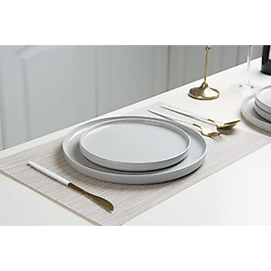 famiware Nebula 6 Pieces Dinner Plates, 10.2" Plates Set, Scratch Resistant, Stoneware Dinnerware, Kitchen Modern Rustic Dishes, Light Gray