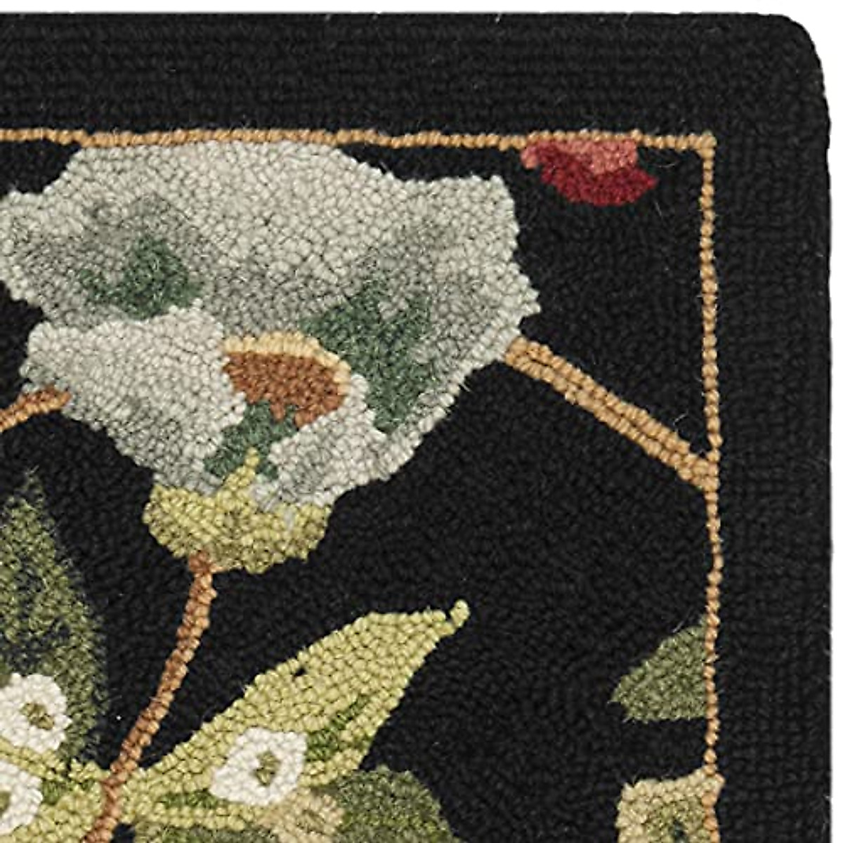 SAFAVIEH Chelsea Collection 1'8" x 2'6" Black HK311A Hand-Hooked French Country Wool Accent Rug
