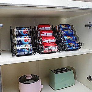 X-cosrack Standing Stackable Can Dispenser Storage Organizer Bins-3 Pack, Metal Wire Basket Beverage Pop Soda Rack Stand Kitchen Pantry Countertop Cabinets,Stacking Canned Food Holder-Patent Pending