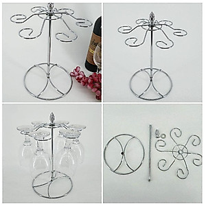 Cabilock Wine Glass Holder Table Top Wine Glass Rack Freestanding Countertop Stemware Storage Rack with 6 Hooks Wine Glass Stand Racks Holder Kitchen Glasses Accessories for Home Bar