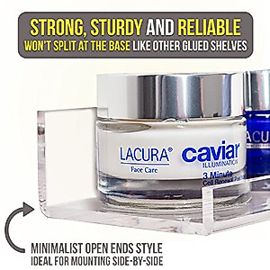 Pretty Display Invisible' Bathroom Shelf Wall Mounted [2 Pack] 10 inch Clear Acrylic Shelves Extra Strong & Easy to Wall Mount