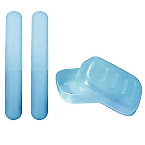2 Sets Toothbrush Holder Cover Soap Dish Case Bath Containers Travel Organizer