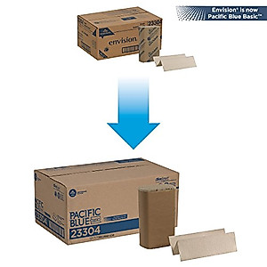 Pacific Blue Basic Recycled Multifold Paper Towels (Previously Branded Envision) by GP PRO (Georgia-Pacific) Brown 23304 250 Towels Per Pack 16 Packs Per Case