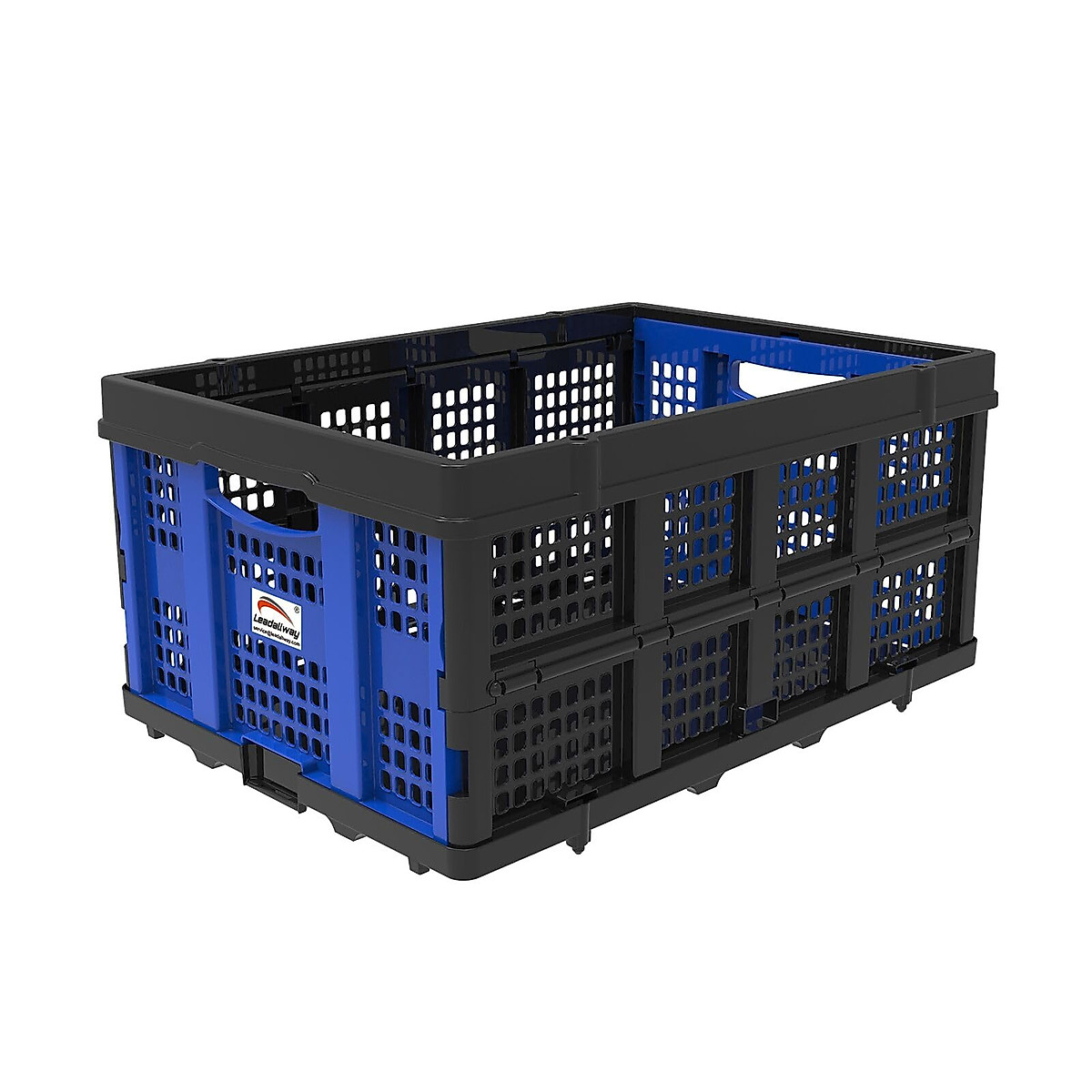 LEADALLWAY 50L Collapsible Plastic Storage Basket Specially Designed Brand Assembly Feasible Multiple Carts and Shopping Cart Foldable Storage Bin Organizer 110LBS,1Pack