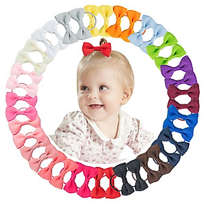 Baby Hair Ties With Bows - 40Piece 2Inch Small Elastic Hair Ties For Girls Ponytail Holders Toddler Hair Accessories For Girls